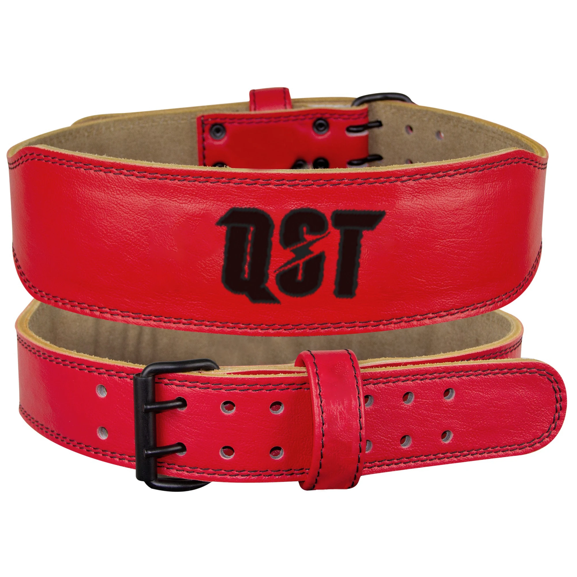 Genuine Leather 4" Tapered Design Weightlifting Belt Prong Buckle Gym ...