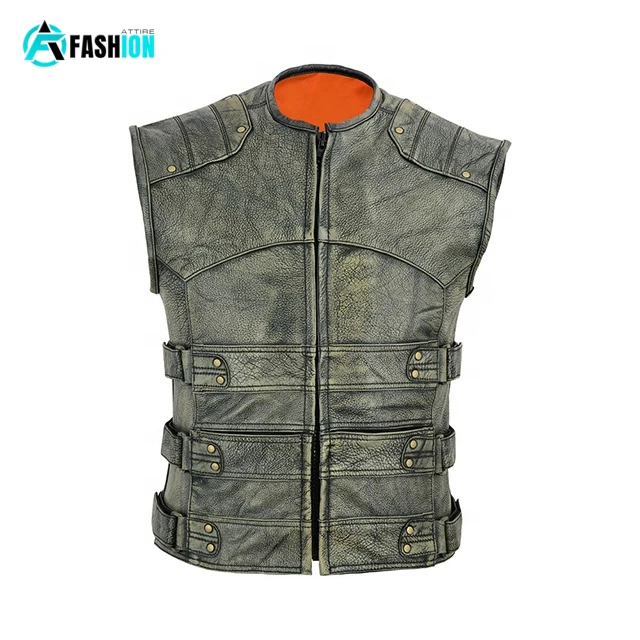 Green Sheep Skin Thermal Leather Vest New Style Spring Autumn Leather ...