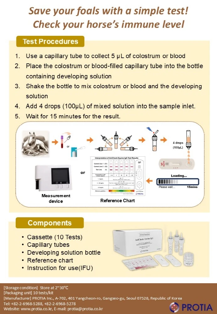 Horse Foal Equine Rapid Kit for Immunoglobulin G (IgG) Colostrum and ...