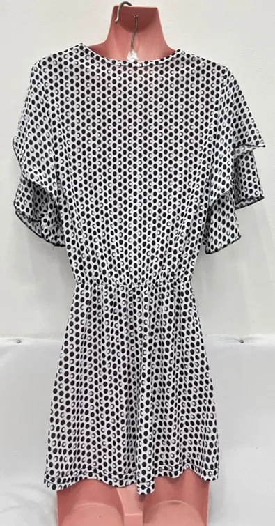 Eclipse Polka Dots Top With Flutter Sleeves Anti Wrinkle Summer Casual