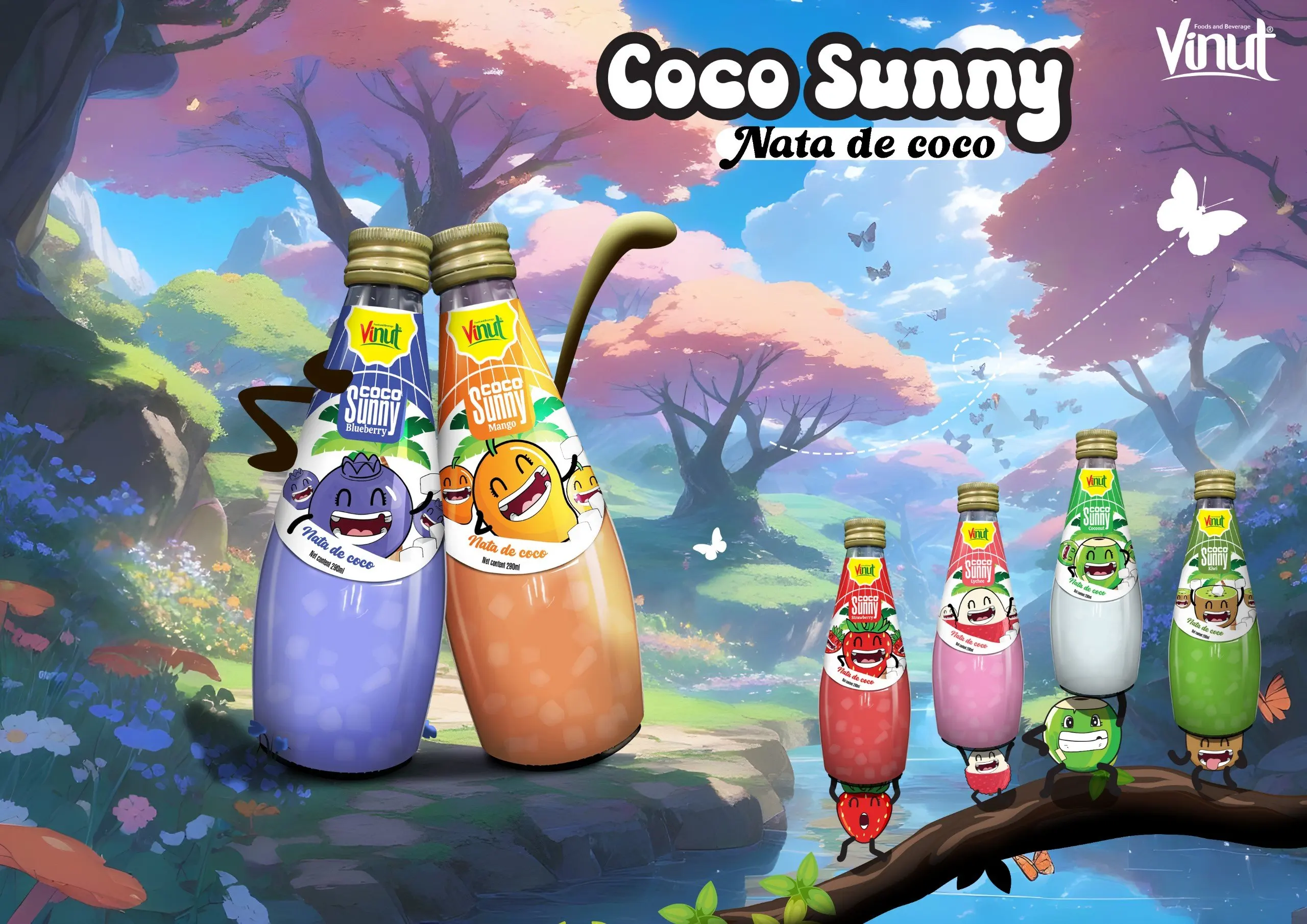 290ml Funny Drink Coco Sunny Coconut Juice with Nata De Coco from Vinut ...