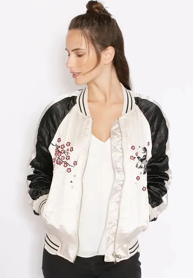Women Classic Cropped Custom Bomber Jacket Satin Baseball College ...