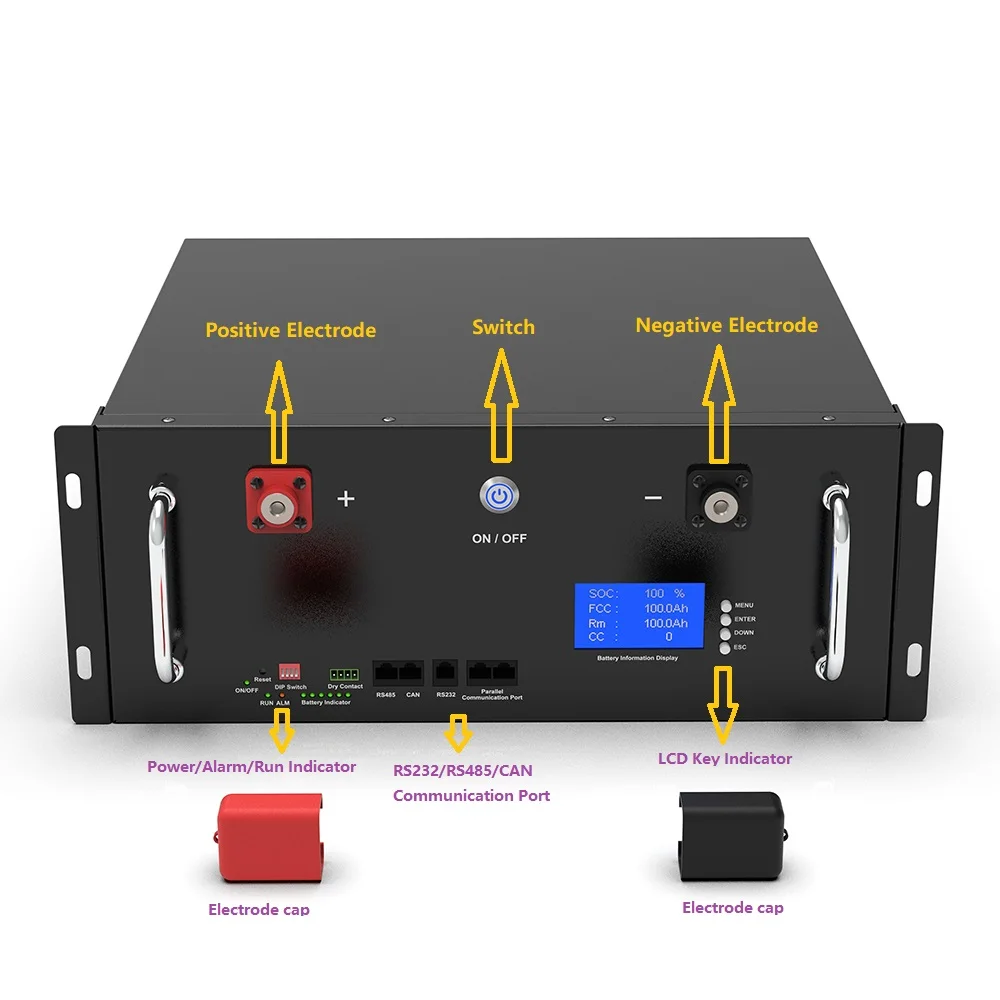 6000+ Cycle Rack Mounted Cabinet 19u Lithium Ion Lifepo4 Battery 48v 100ah 5kwh Solar Lithium ...
