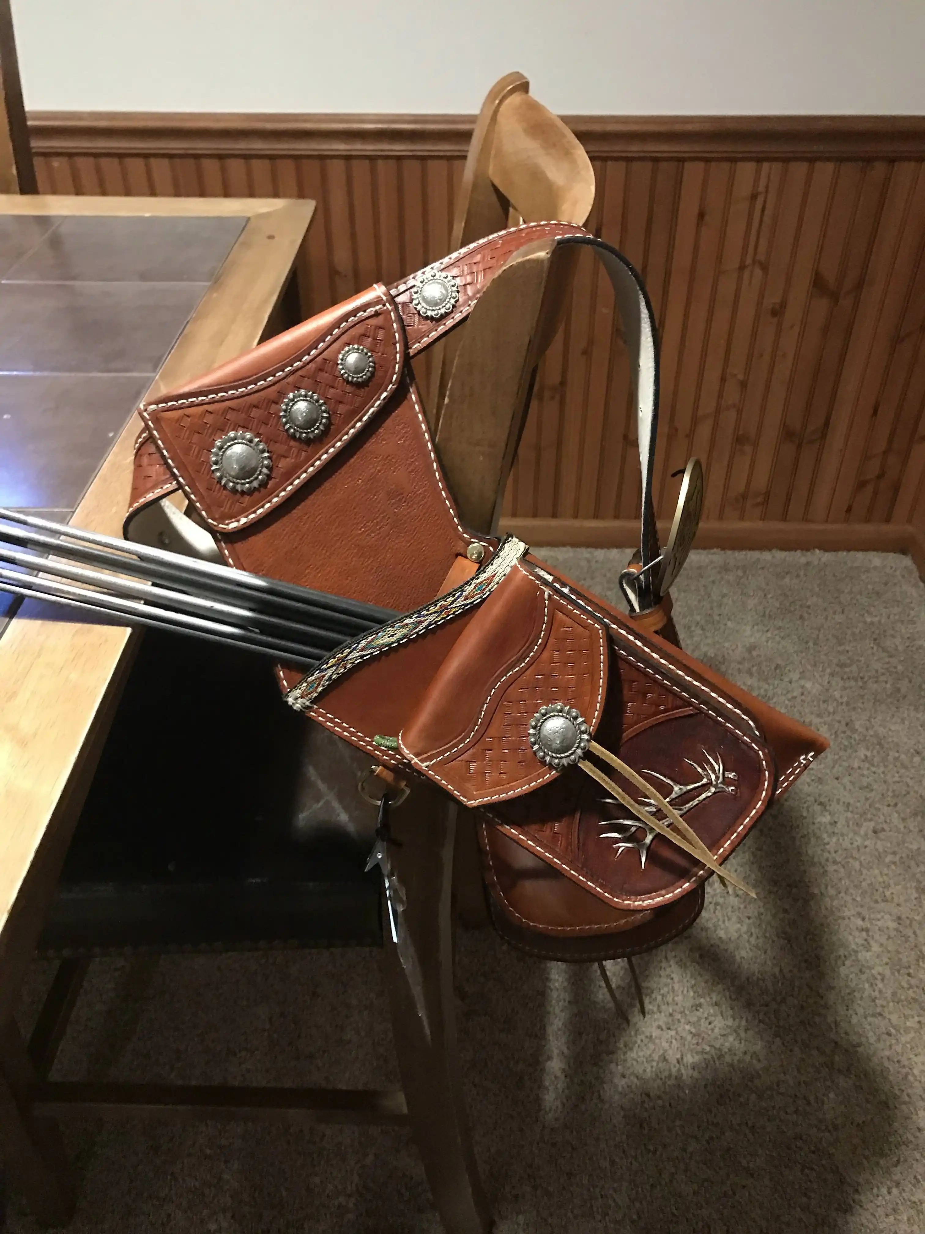 Hanging waist leather quivers traditional arrow side quivers archery ...