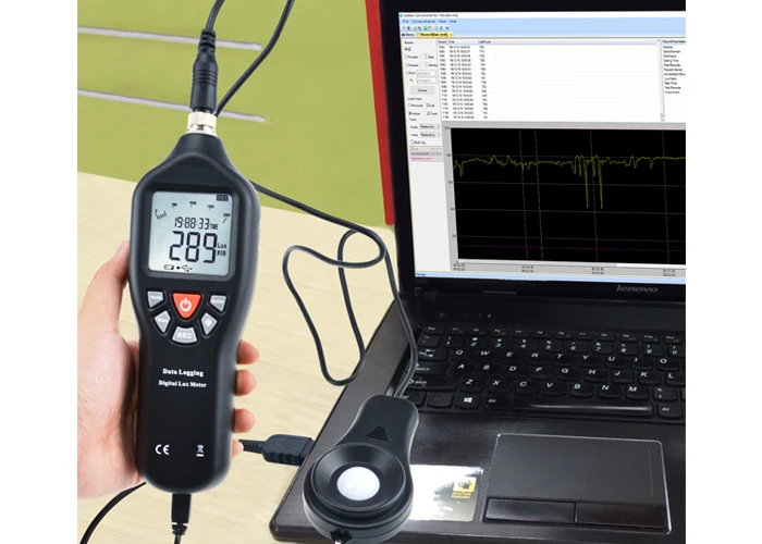 Digital Lux Meter with Data Logging - 0-200,000 Lux Range