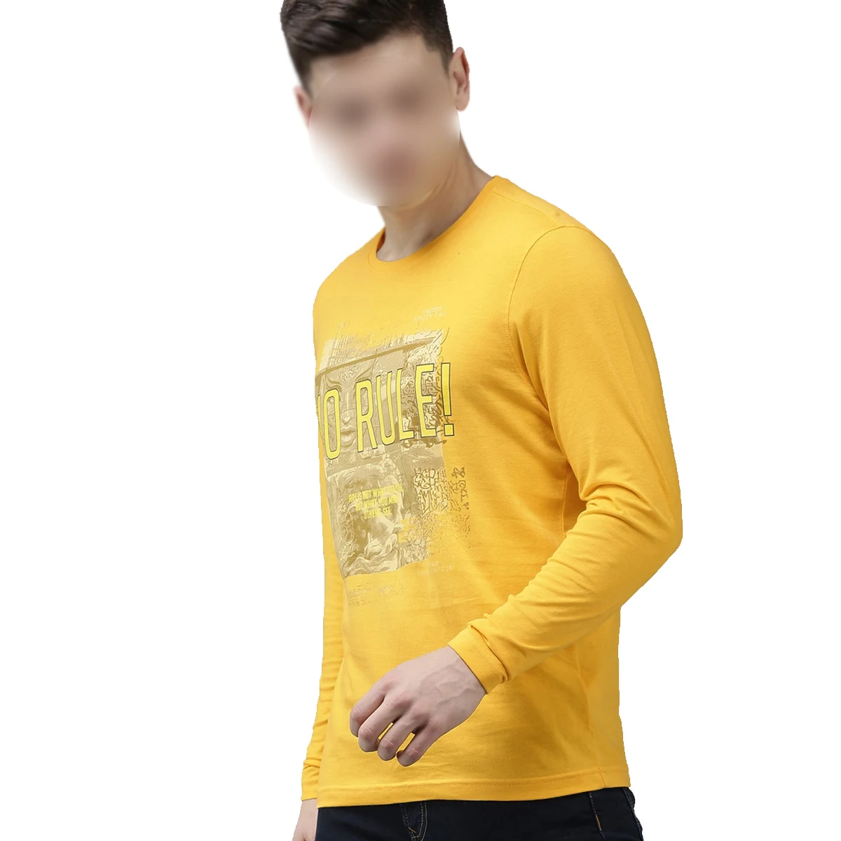 Yellow Custom Printed Pure Cotton Slim Fit Round Neck T-Shirt ...