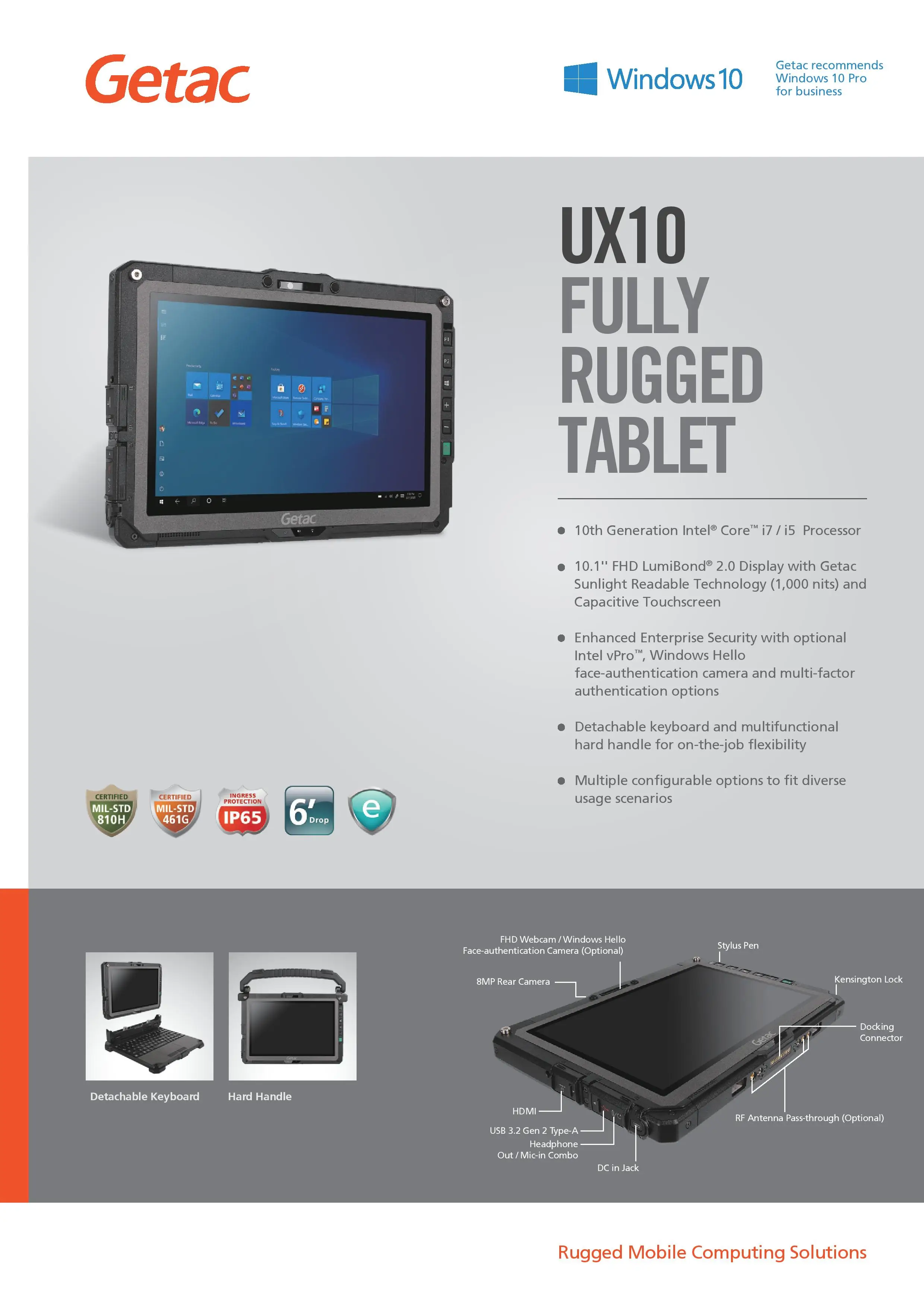 Getac UX10-1,000 니트와 10.1 "FHD LumiBond 터치 스크린과 완전히 견고한 태블릿| Alibaba.com