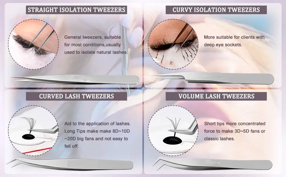 INNOVAMED INSTRUMENTS Stainless Steel Eyelash Extension Tweezers Set ...