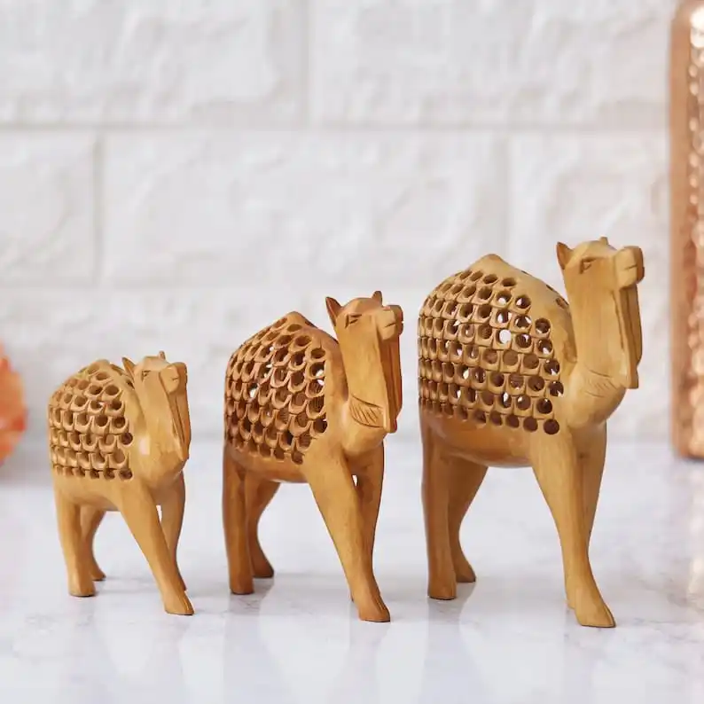 Carved Wood Camel Centerpiece for your home living and office from ...