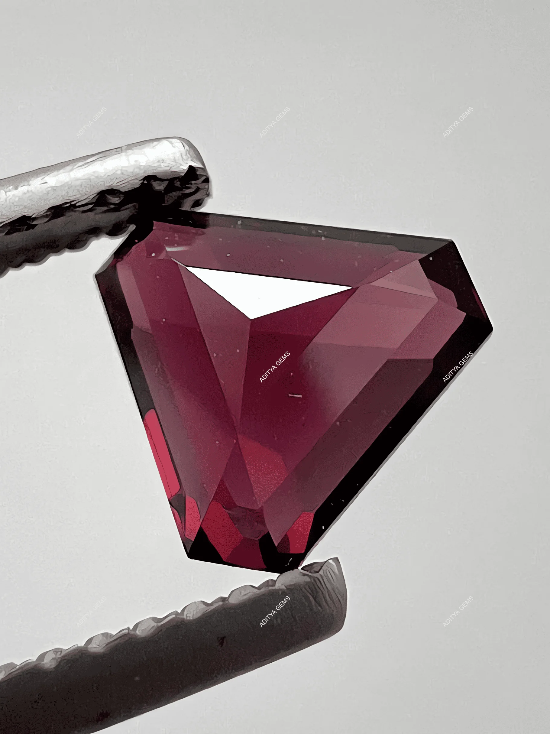 Natural Rhodolite Garnet Fancy triangle Trillion Cut cornered shield ...
