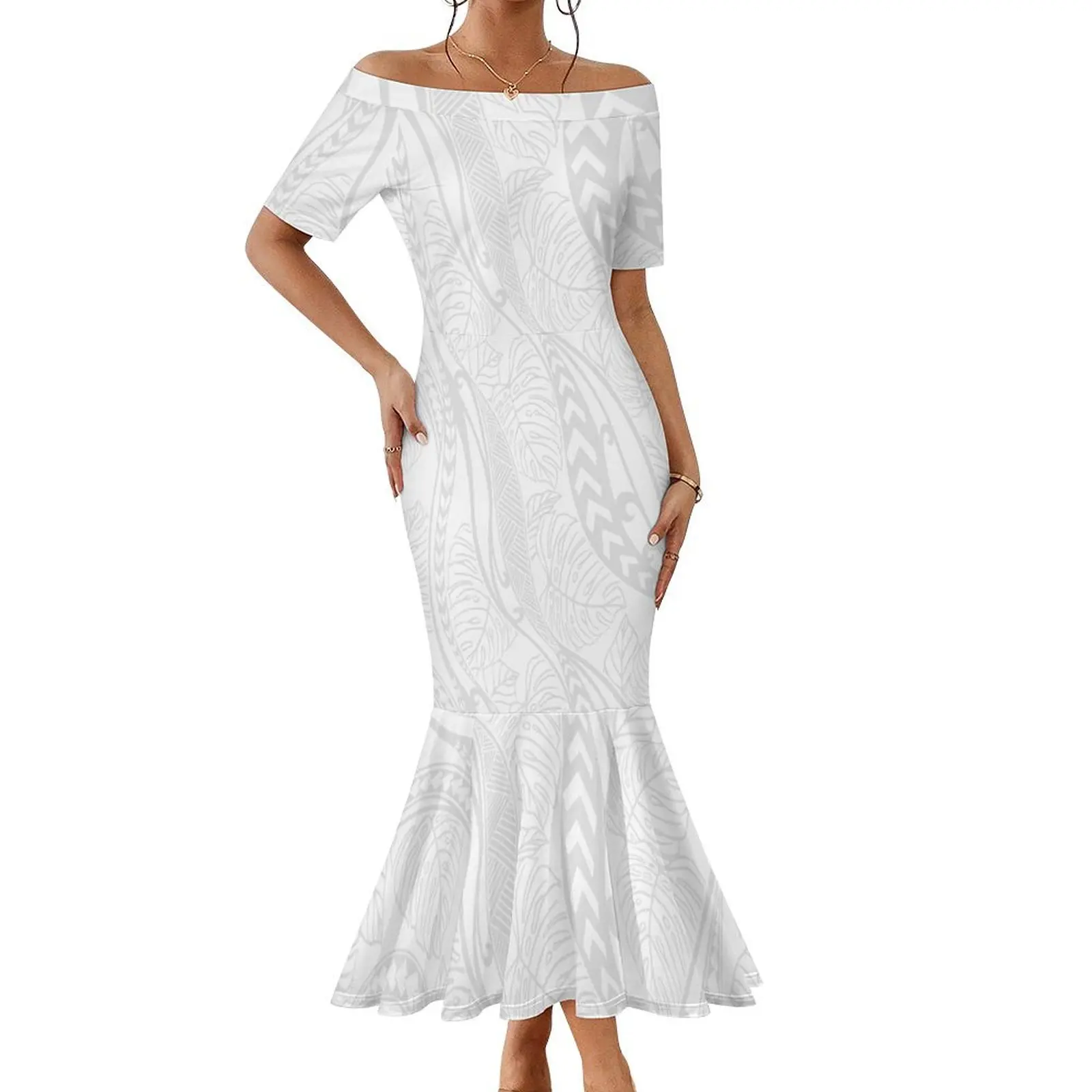 Polynesian Samoan Tribal Women Custom Plus Size Off Shoulder Evening ...