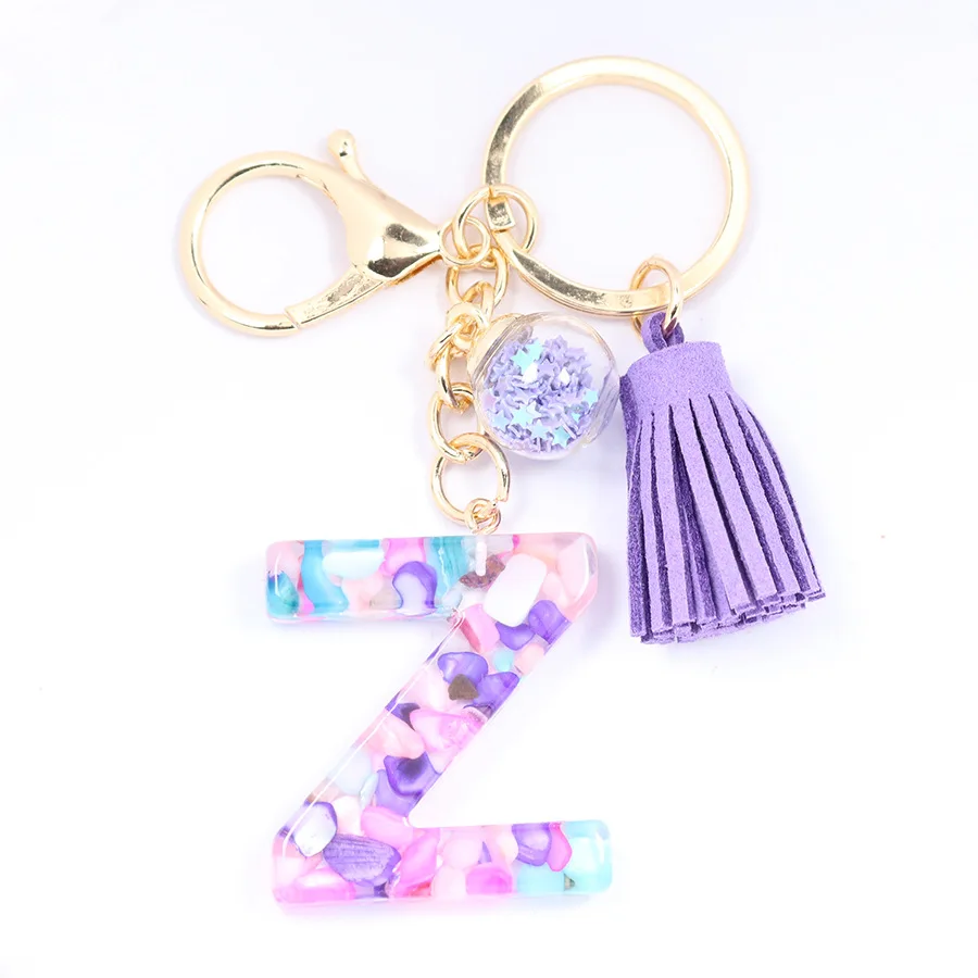 Colorful Resin Letter A-z Keychains Women Men Acrylic A To Z Letter ...