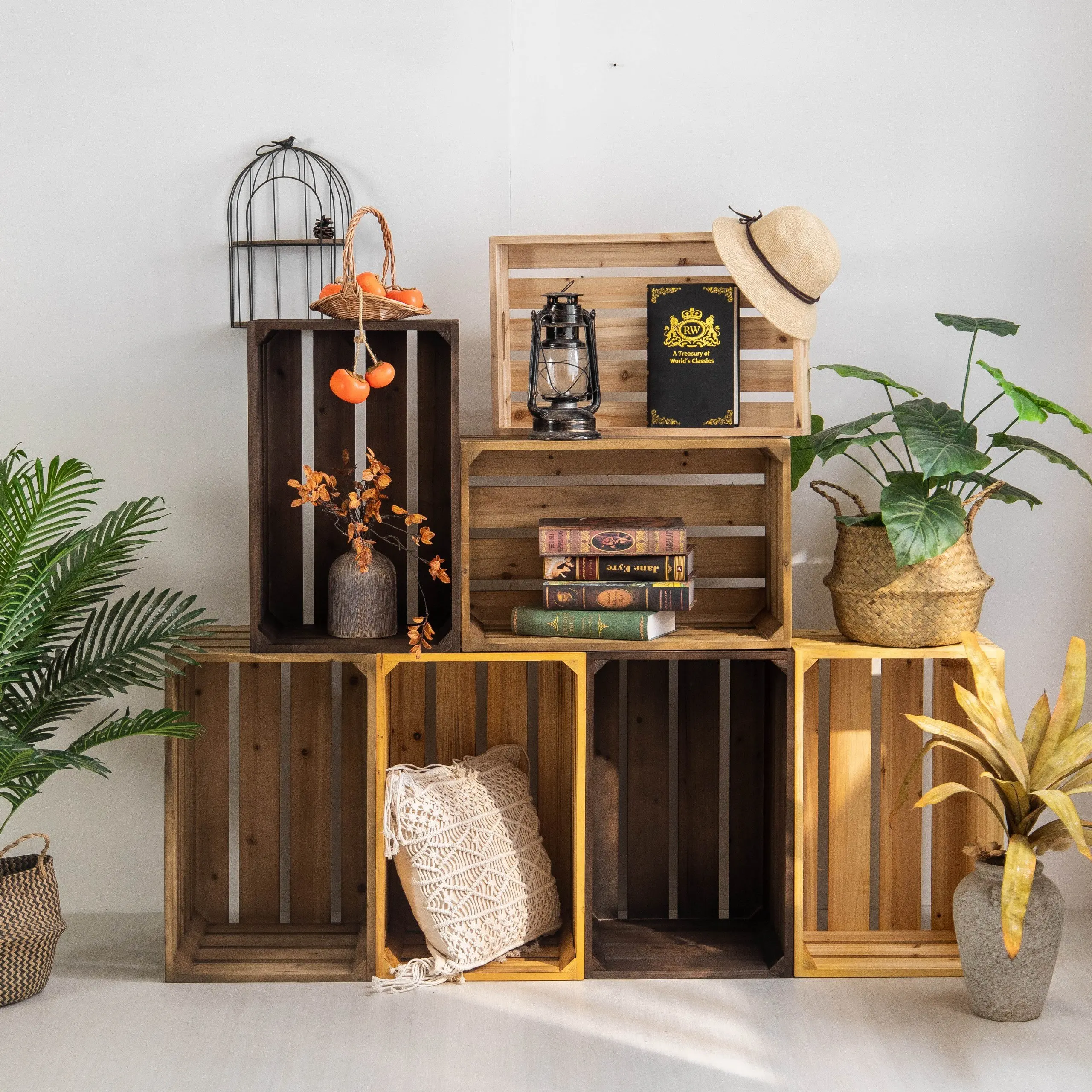 Stackable Collapsible Wooden Basket Crate Set of 3 Good Price Fruit ...