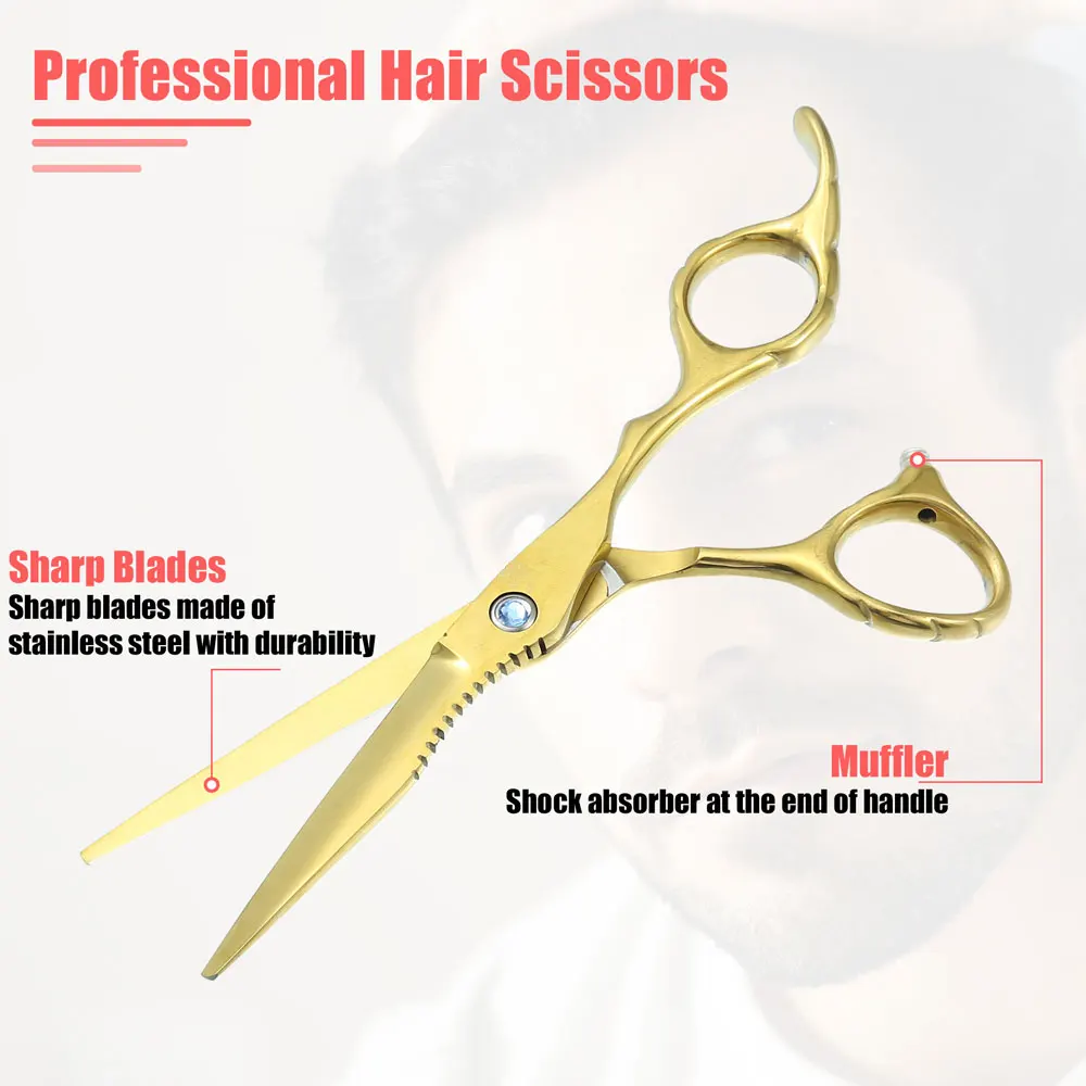 Hand Made Straight Fancy Barber Scissor Customized Logo Design Gold ...