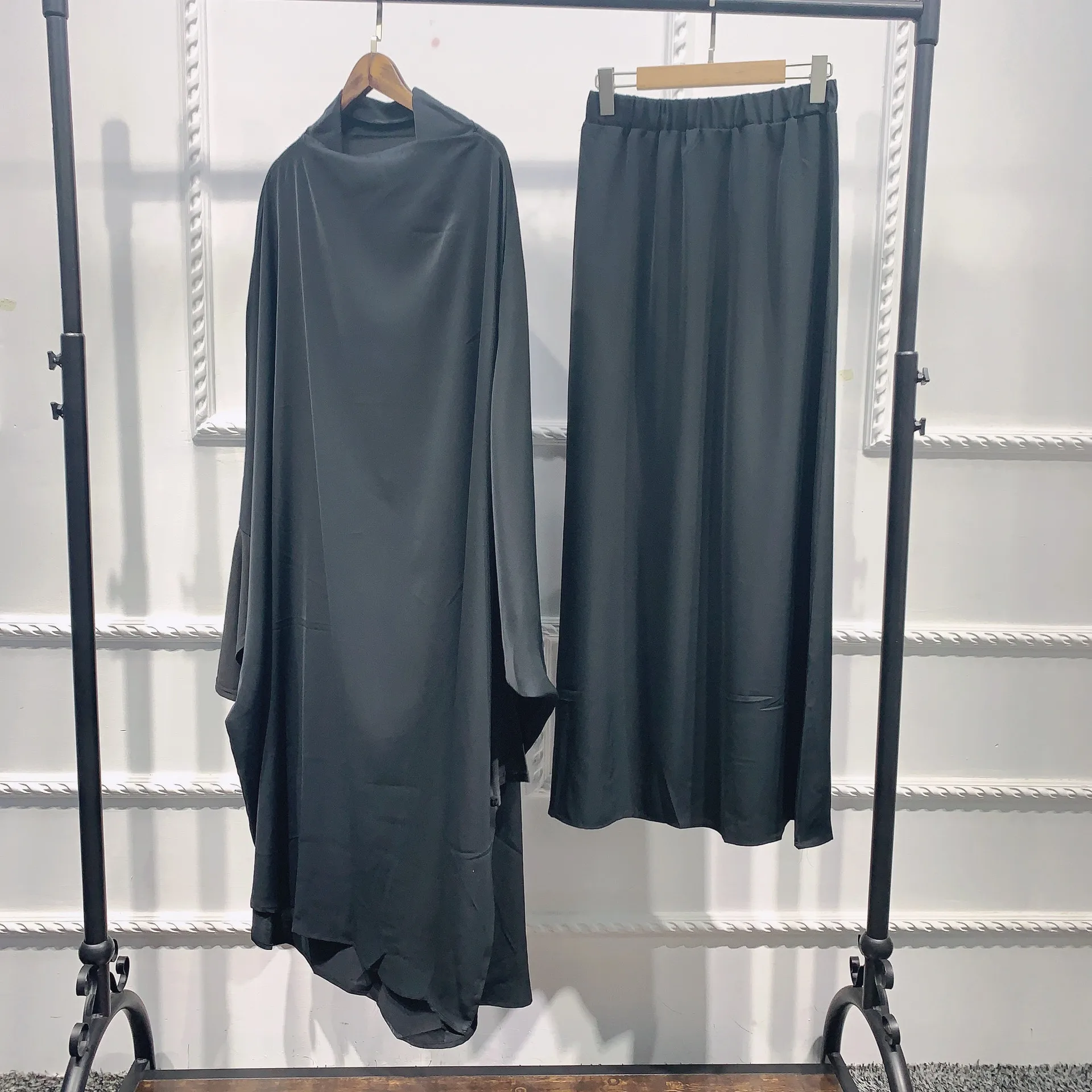 Muslim Woman Prayer Outfits 2 Piece Jilbab Sets Abaya Khimar Long Skirt ...