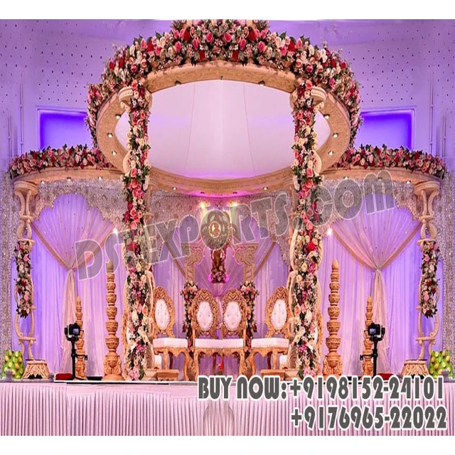 Queen Palace Theme Wedding Mandap Decor Designer Hand Carved Wooden ...