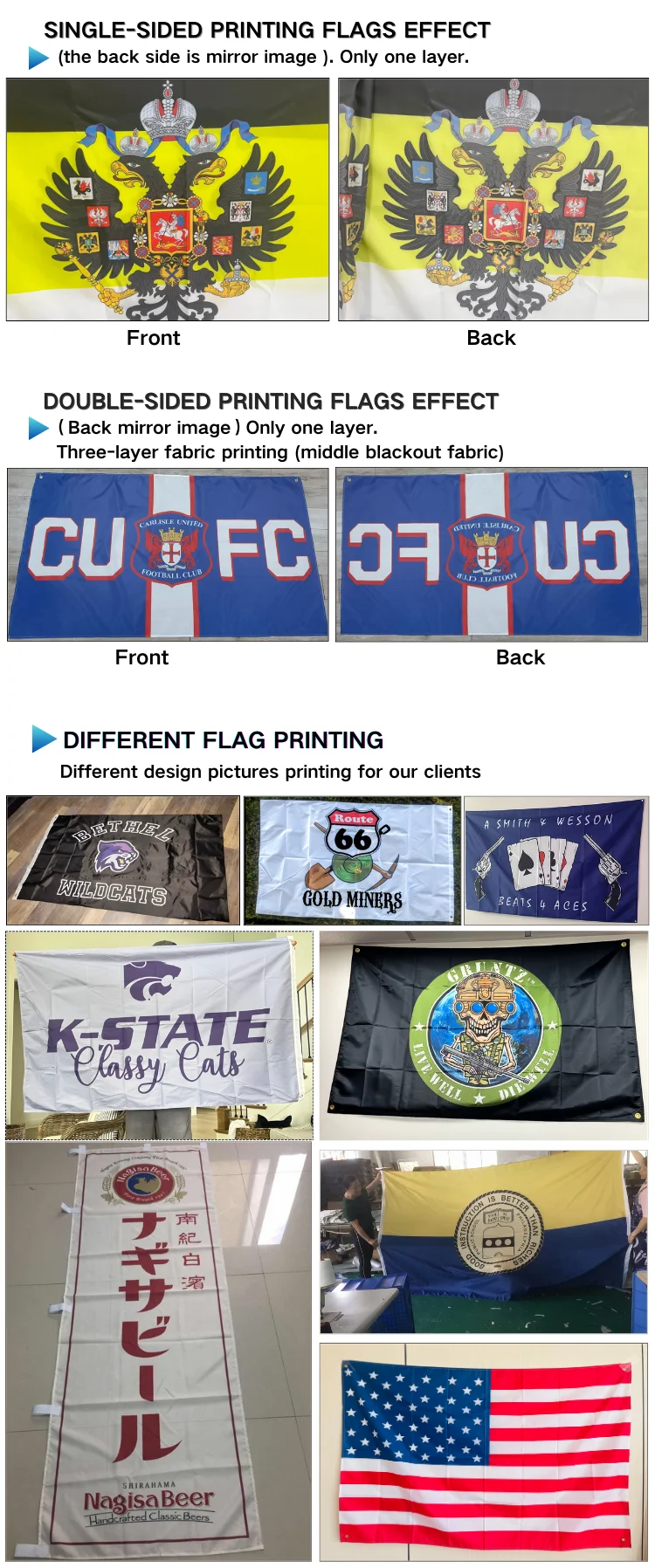 Factory Custom Advertising Flag 5x3ft Double Sided Printed 100% ...