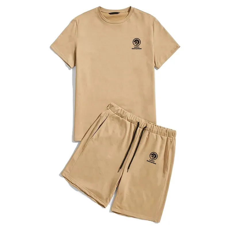 Customize Logo Short Men Set 100% Cotton Short Sleeve T Shirt And ...