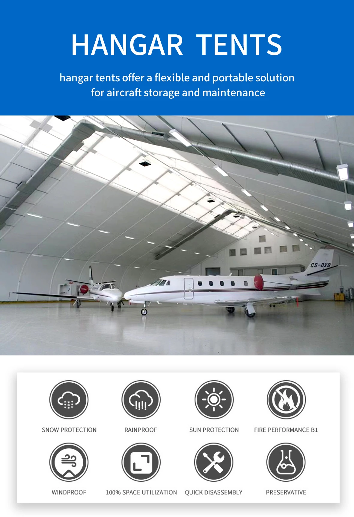 Durable Hangar Canopy - Ideal for Aircraft & Helicopters