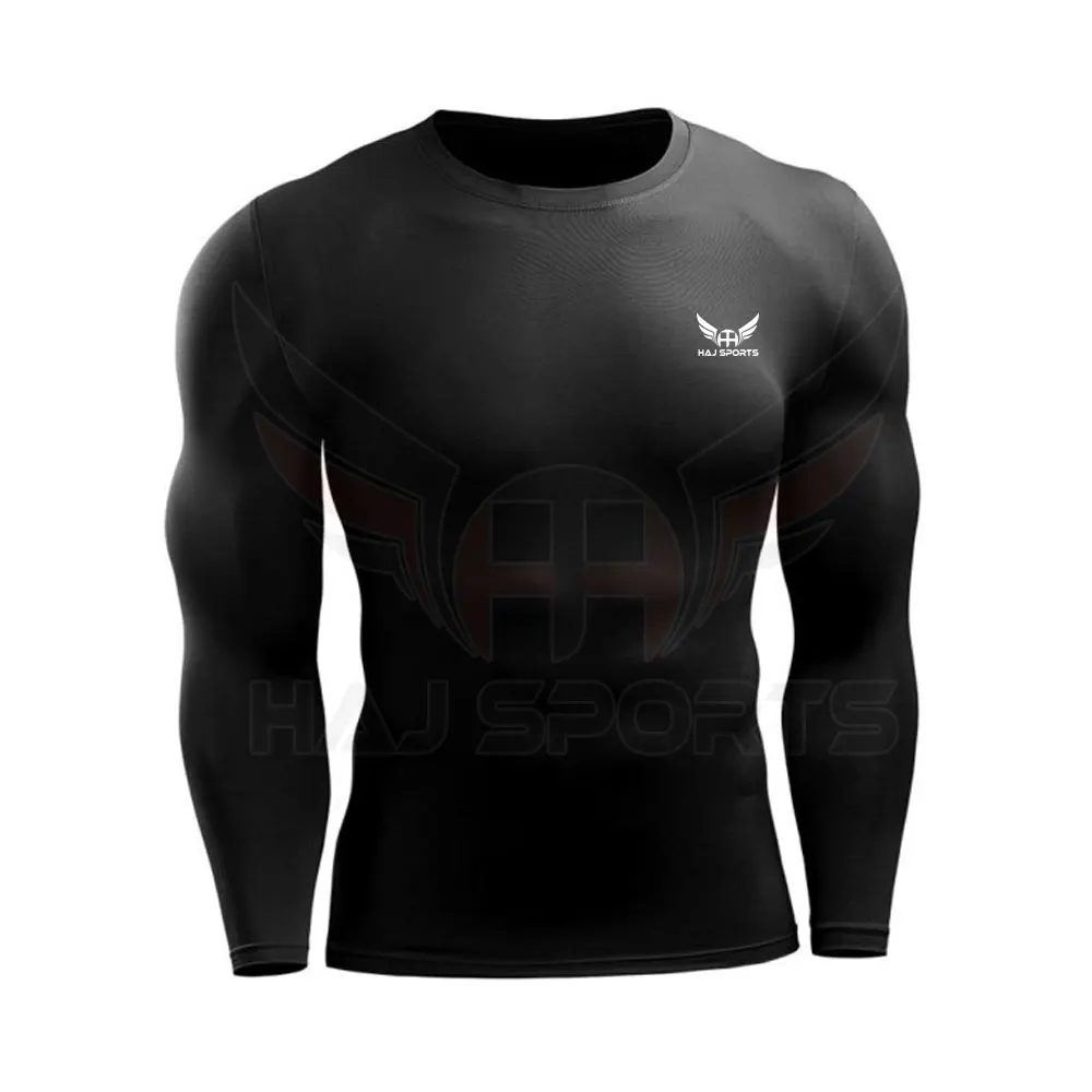Solid Color Youth Long Sleeve Compression Shirts Plain Customized Gym ...