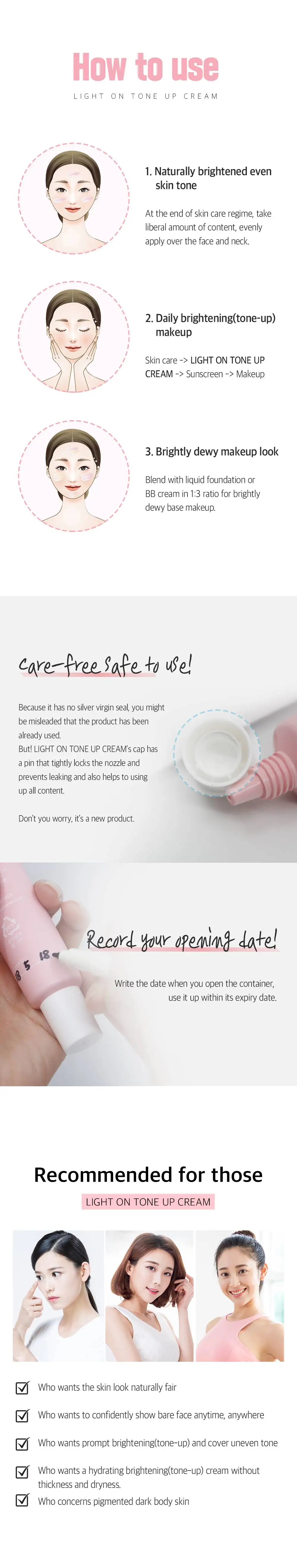 Korean K-beauty Bom Cosmetic Bomlight On Tone Up Cream Brightening And ...