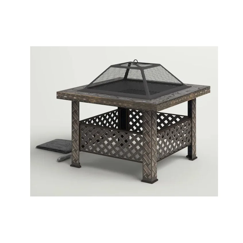 Metal Fire Pit Table Outdoor Round Fireplace - Multifunctional Garden ...