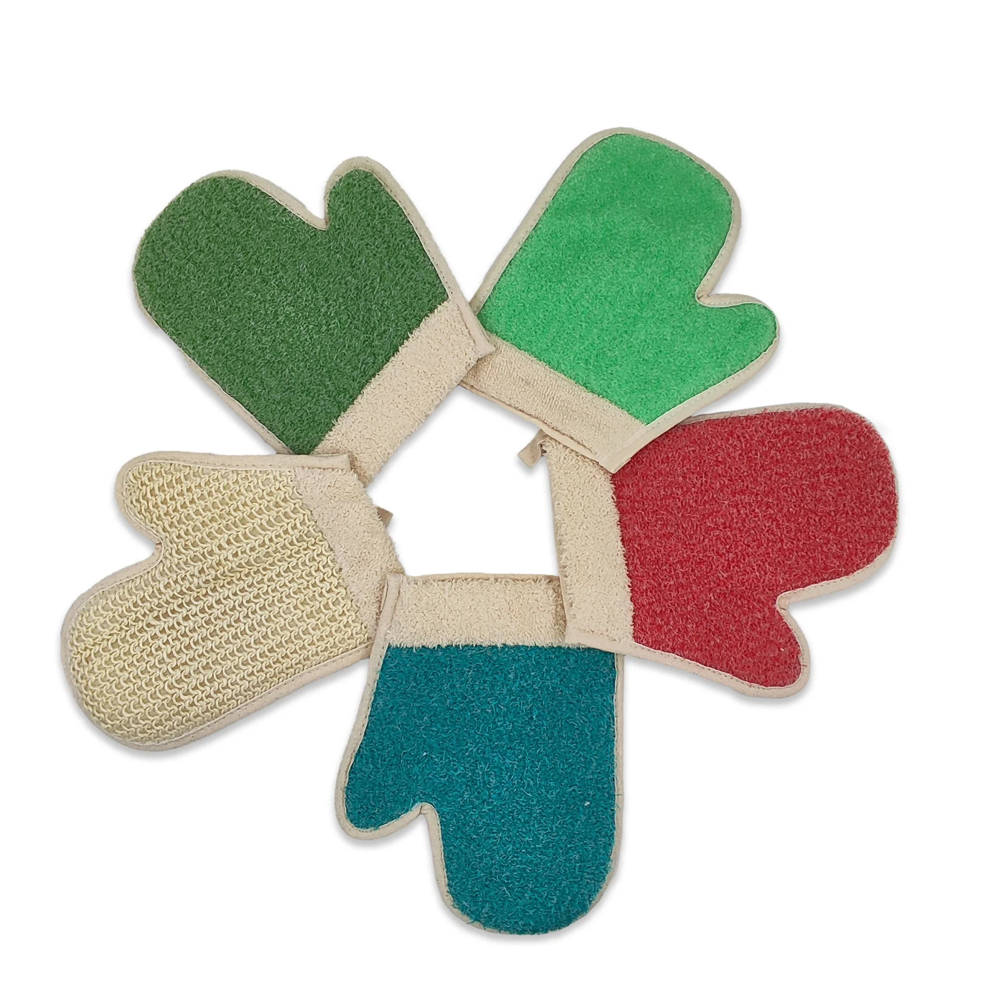 Polycotton Bath Glove With Thumb %100 Natural Bath Loofah Body Washer ...
