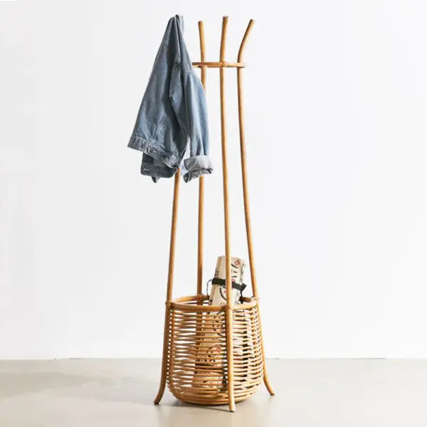 Natural Woven Rattan Clothes Hanging Rack Eco-friendly Clothes Stand ...