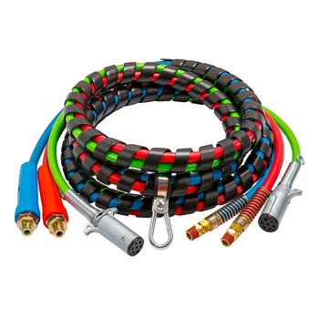 New Design Bule And Red Air Hose 15 Ft Spiral 3 In 1 Semi Truck Air ...
