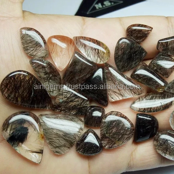 Beautiful Black Rutile Gemstone Lot Mix Shape Stone Smooth Polished ...
