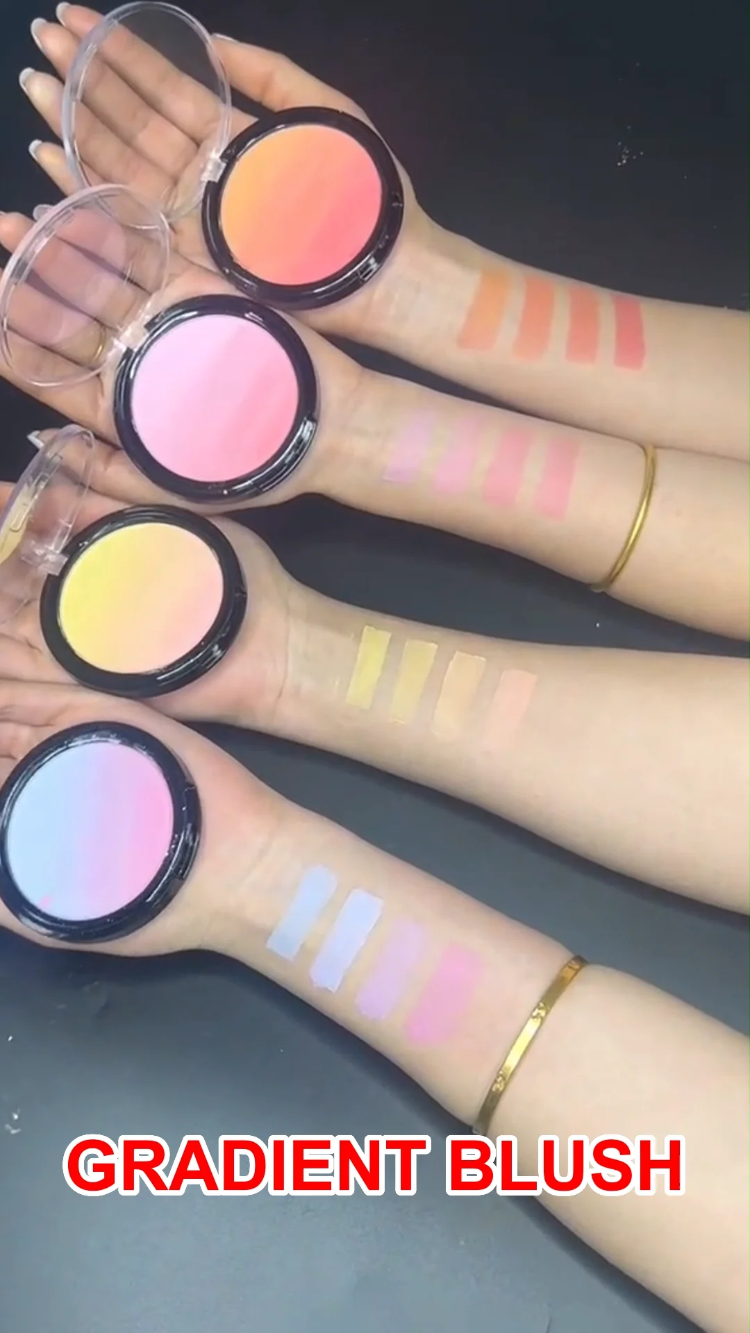 Oem Own Brand Pink Blue Orange Yellow Gradient Waterproof Blush Palette ...