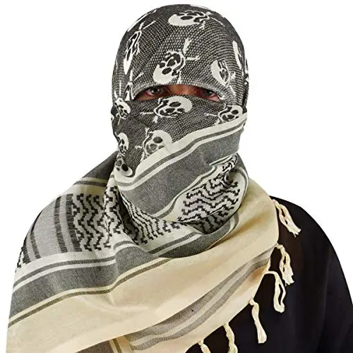 Custom Keffiyeh Palestine Wrap Cotton Protective Skull Pattern Shemagh ...