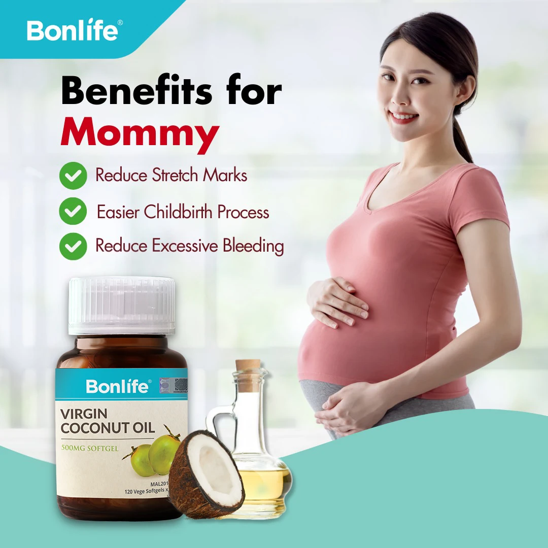 Bonlife 500mg Cold Pressed Coconut Oil Softgels 120 Vegetarian Capsules ...