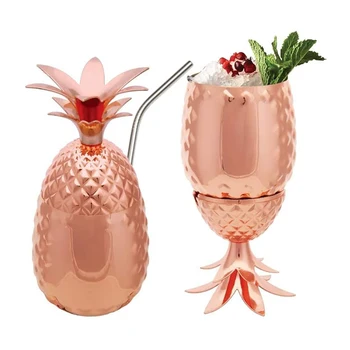 2024 Copper Plating Pineapple Beer Cup Cocktail Mug Wine Tumbler Metal ...