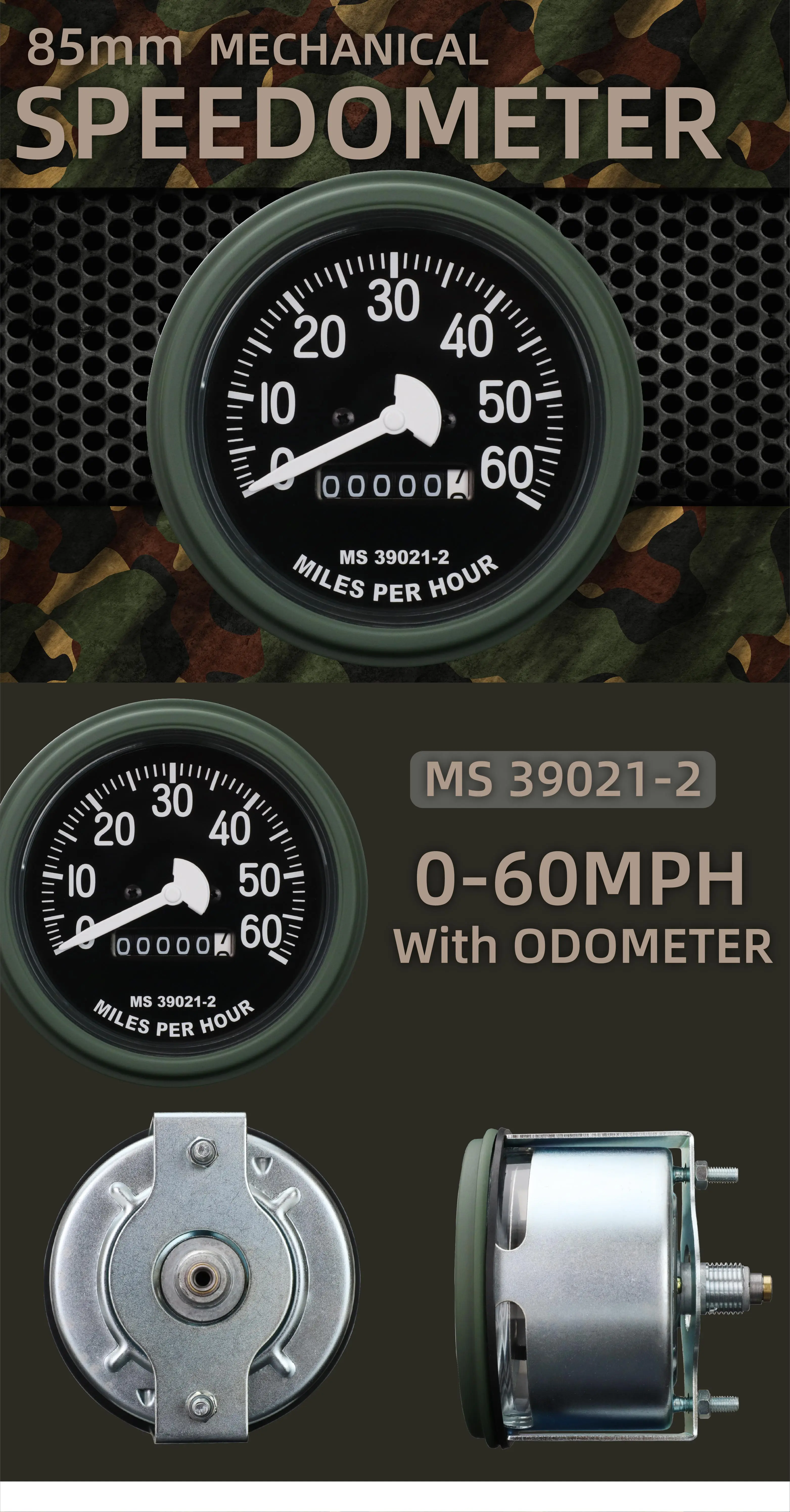 85mm 52mm Mechanical Speedometer Kit for HMMWV HUMVEE