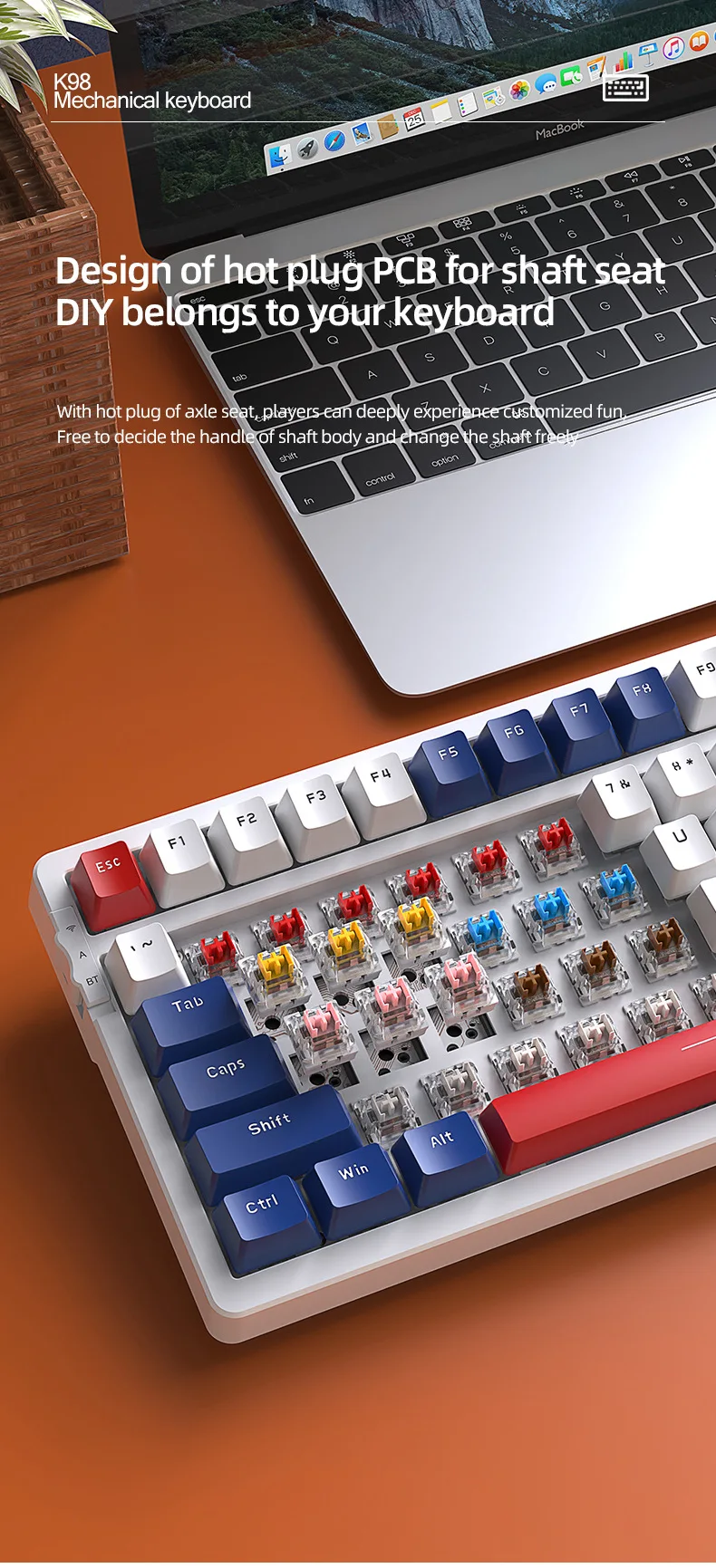 Attack Shark K98 Mechanical Keyboard - RGB Backlight Gaming