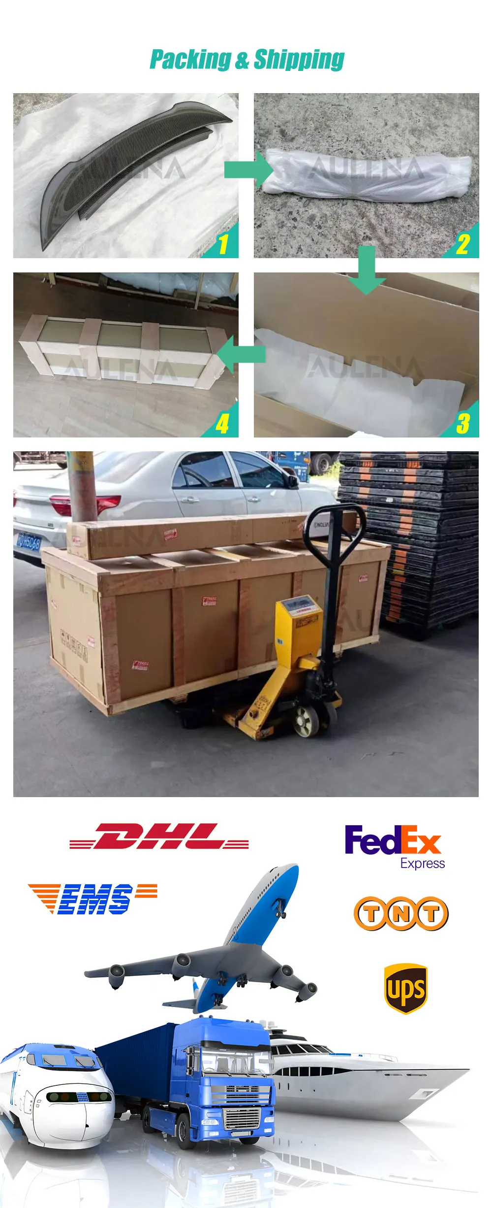 Aulena Dry Carbon Hood Body Kit Front Splitter Bumper Rear Diffuser ...