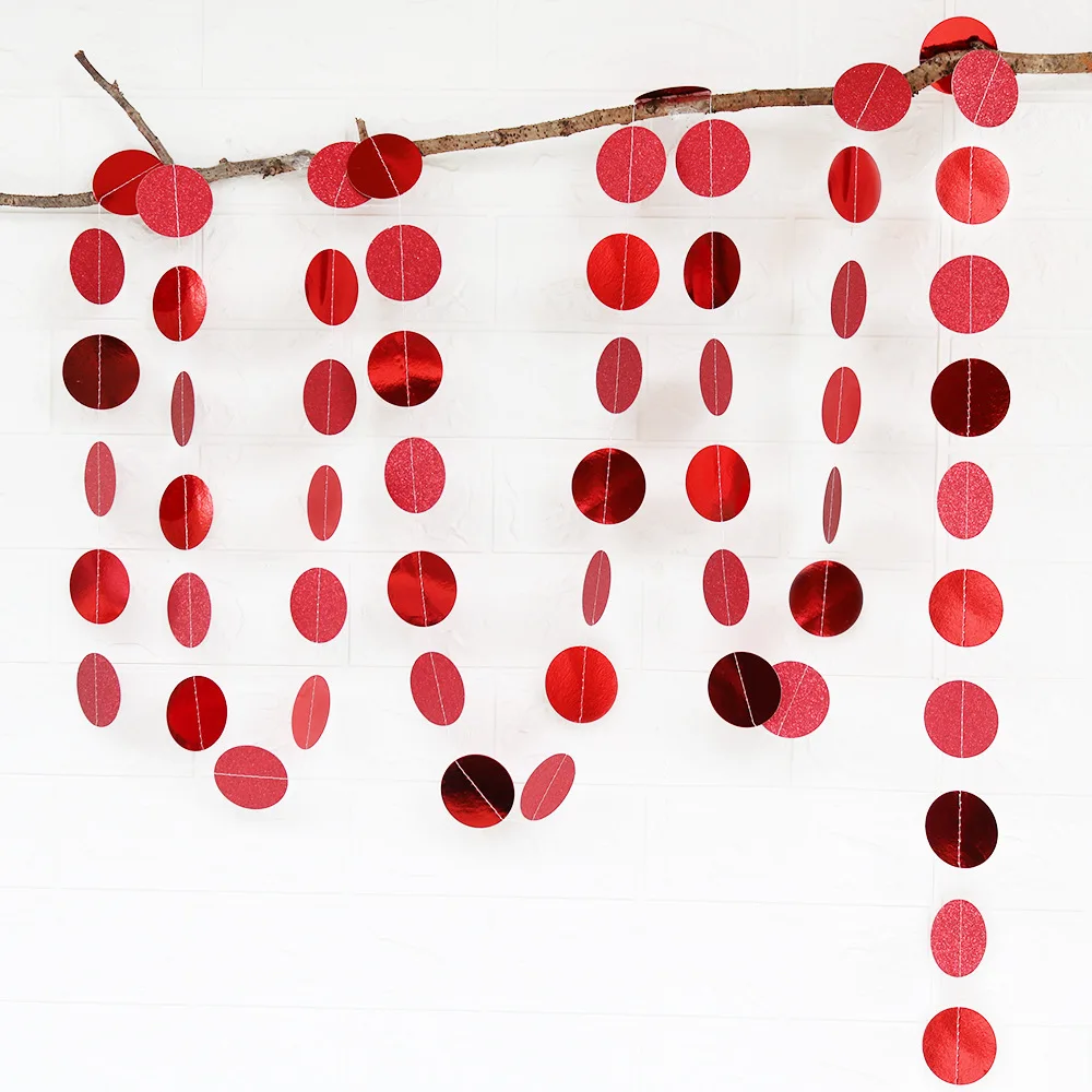 Glitter Rose Gold Circle Dots Garland Party Decorations Paperboard Box ...