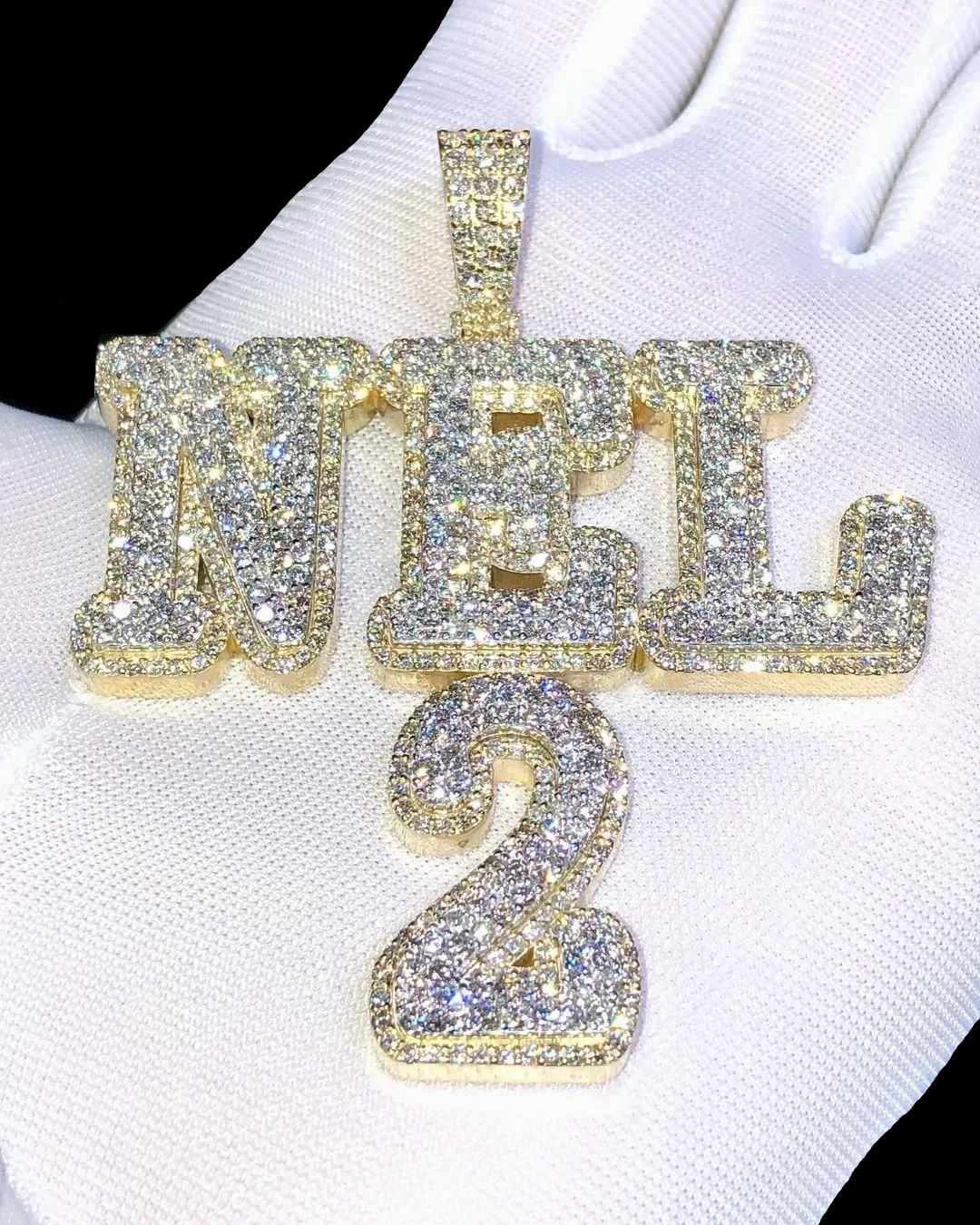 Iced Out Letter Pendant For Men's, VVS Moissanite Name Pendant Custom ...