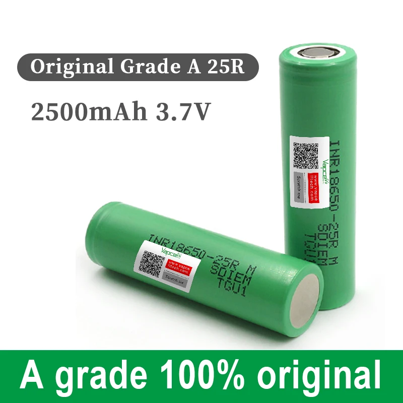Grade A Inr18650 25r 2500mah 3.6v Rechargeable Lithium Ion Flashlight ...