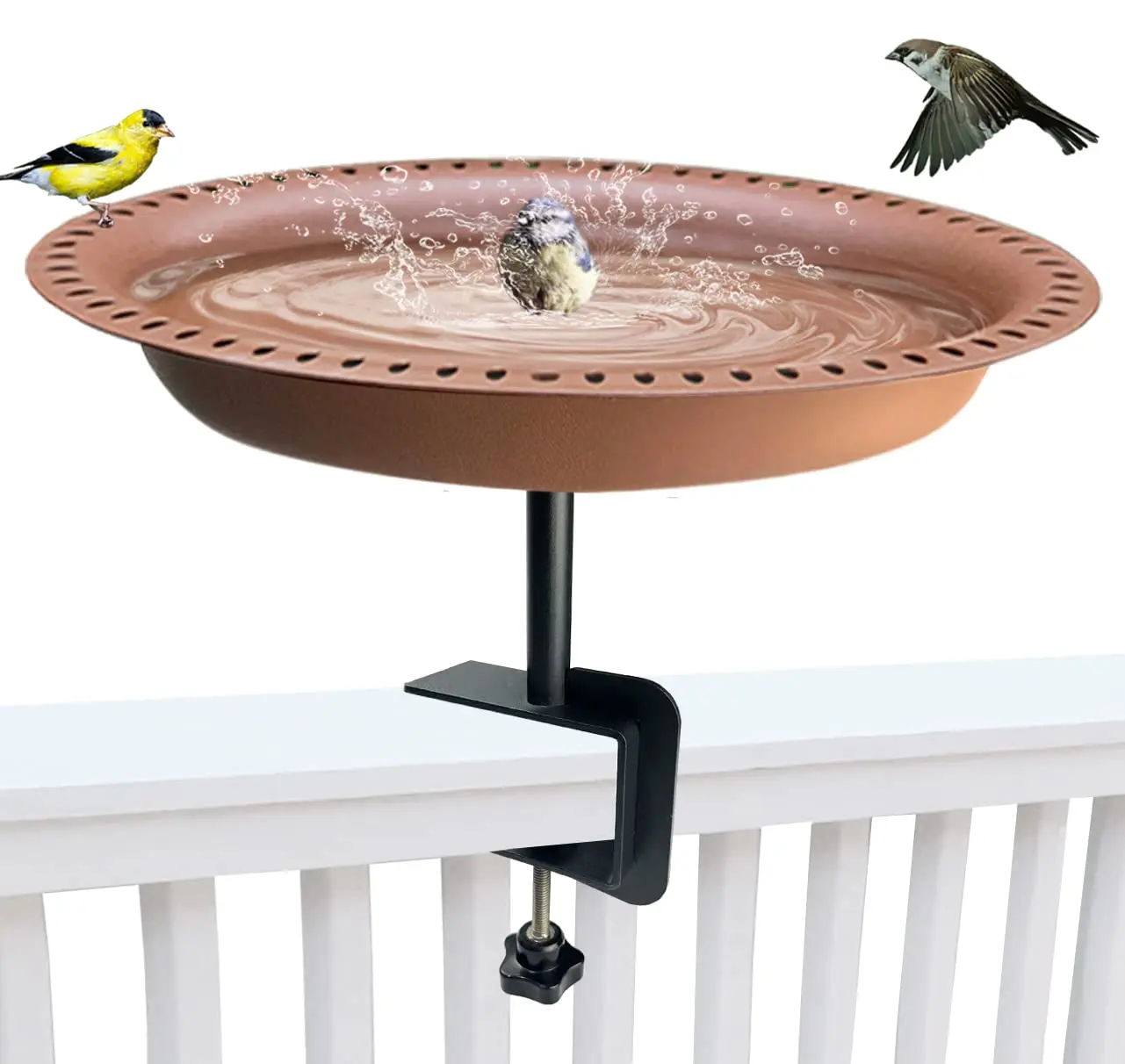 JH-Mech Metal Bird Bath Garden Stake Bird Feeder Bowl with Metal Stake ...