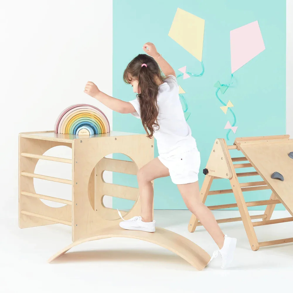 Colorful Curved Wood Balance Arc Board Wooden Children Wooden Balancing ...