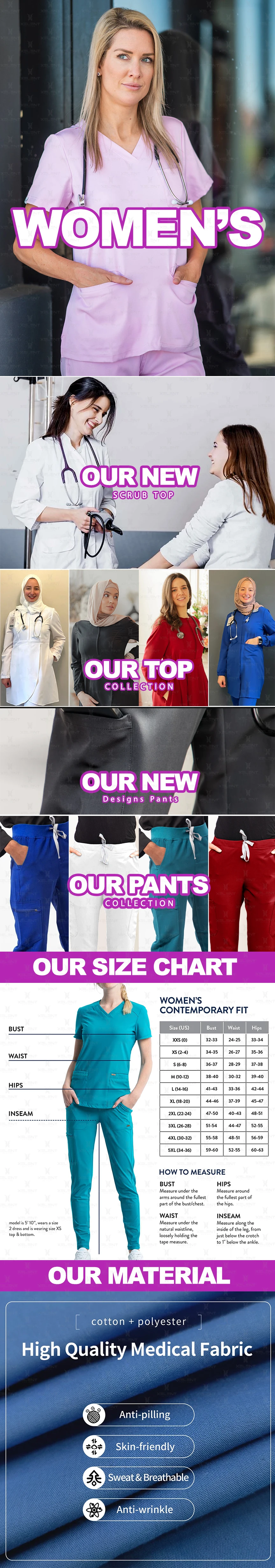 Uniforms For Hospital Nurse Scrubs Sets Short Sleeve Tops And Trouser ...