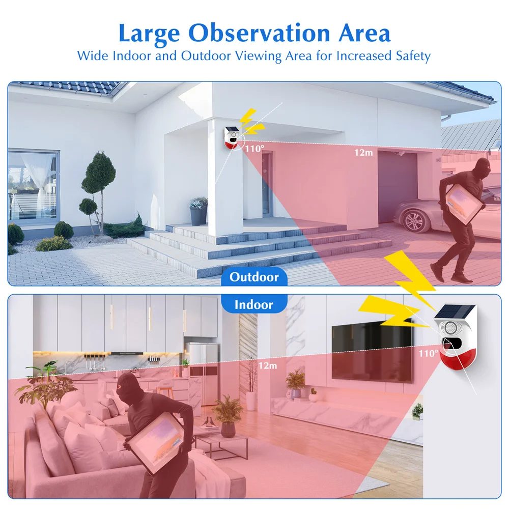 Emylo Outdoor Post Alarm System Solar Energy-powered Remote Control ...