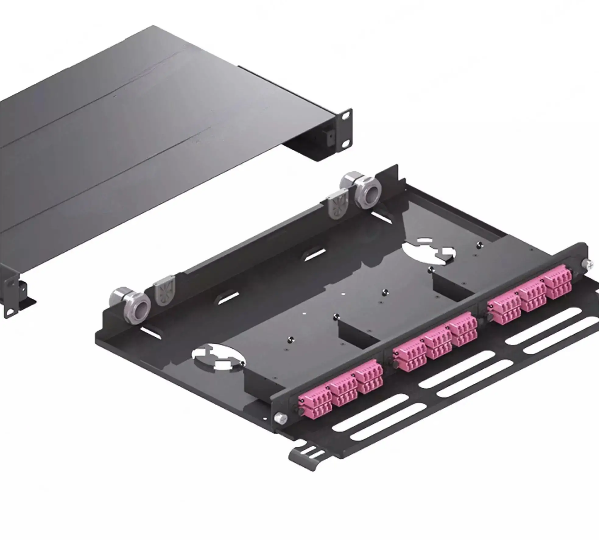 Rack Mounted Type Patch Panel Om3/om4 Mpo Cassette 40-100g 24/ 36/48/72 ...