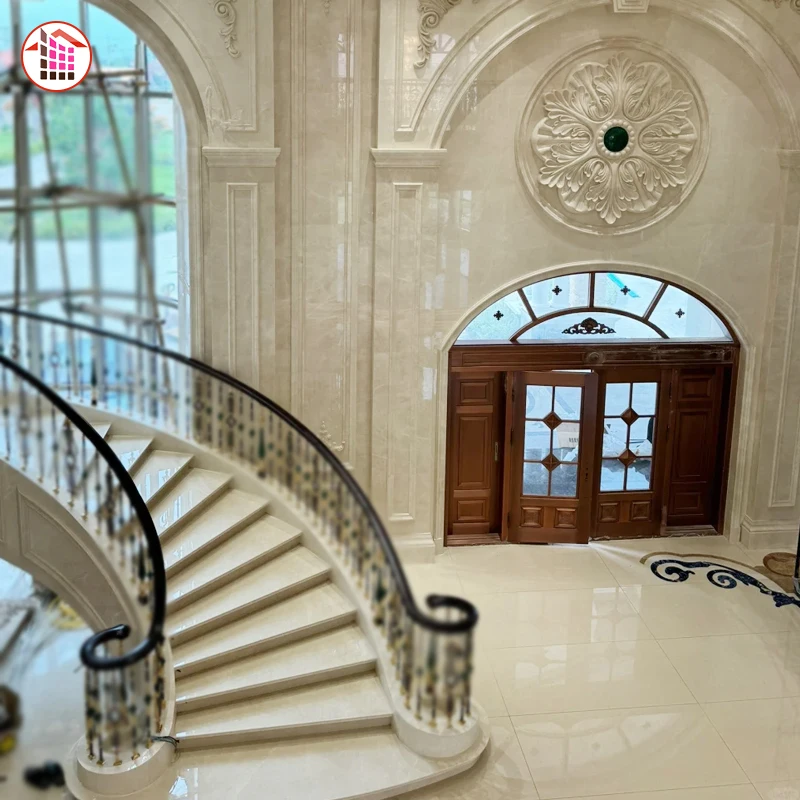 Villa Interior Floor Tiles Beige Natural Marble Floor Decoration One ...