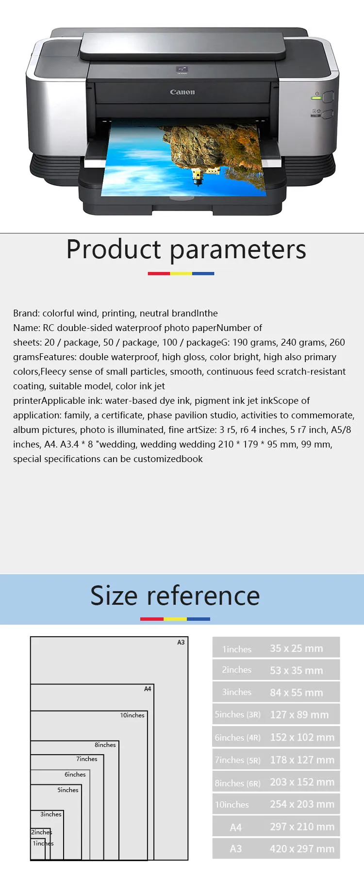240 260gsm A3 A4 Size Customized Size Quality Inkjet Waterproof High ...