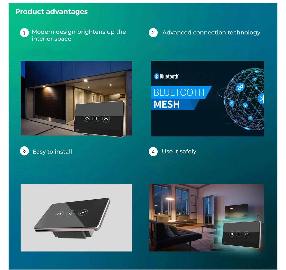 Modern Design Wireless Control Smart Lock Feature Rolling Door Switch ...