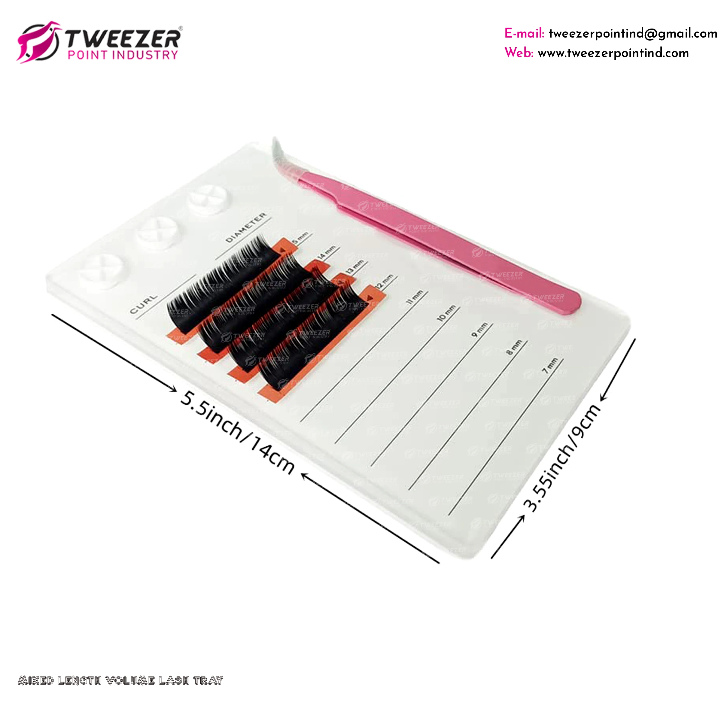 Lash Plus Crystal Acrylic Tray Eyelash Palette Magnetic Tweezer Holder ...