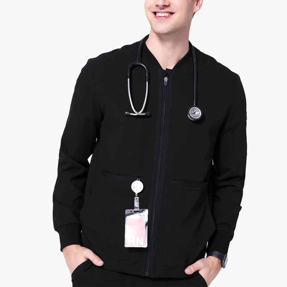 Oem Popular Design Men's Stretch Scrub Jackets Medical Scrub Workwear ...